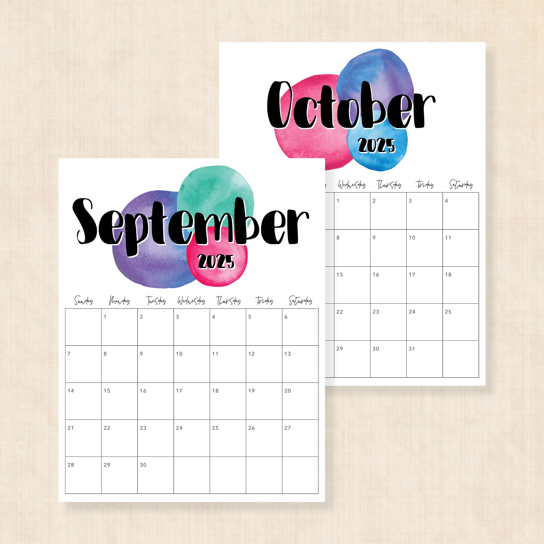 Printable 2025 Calendar · Neon Nectar