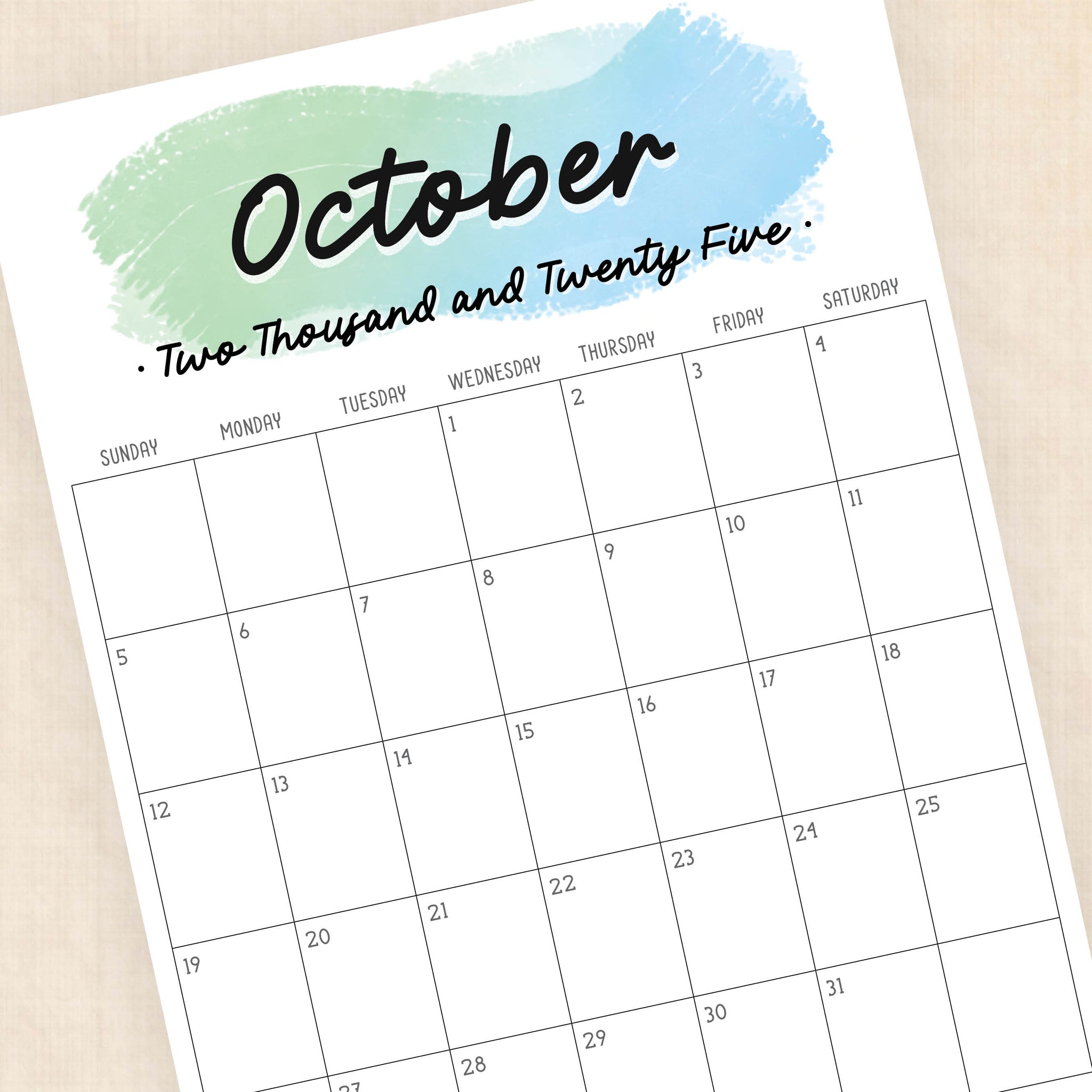 2025 Calendar · Tidy Plans