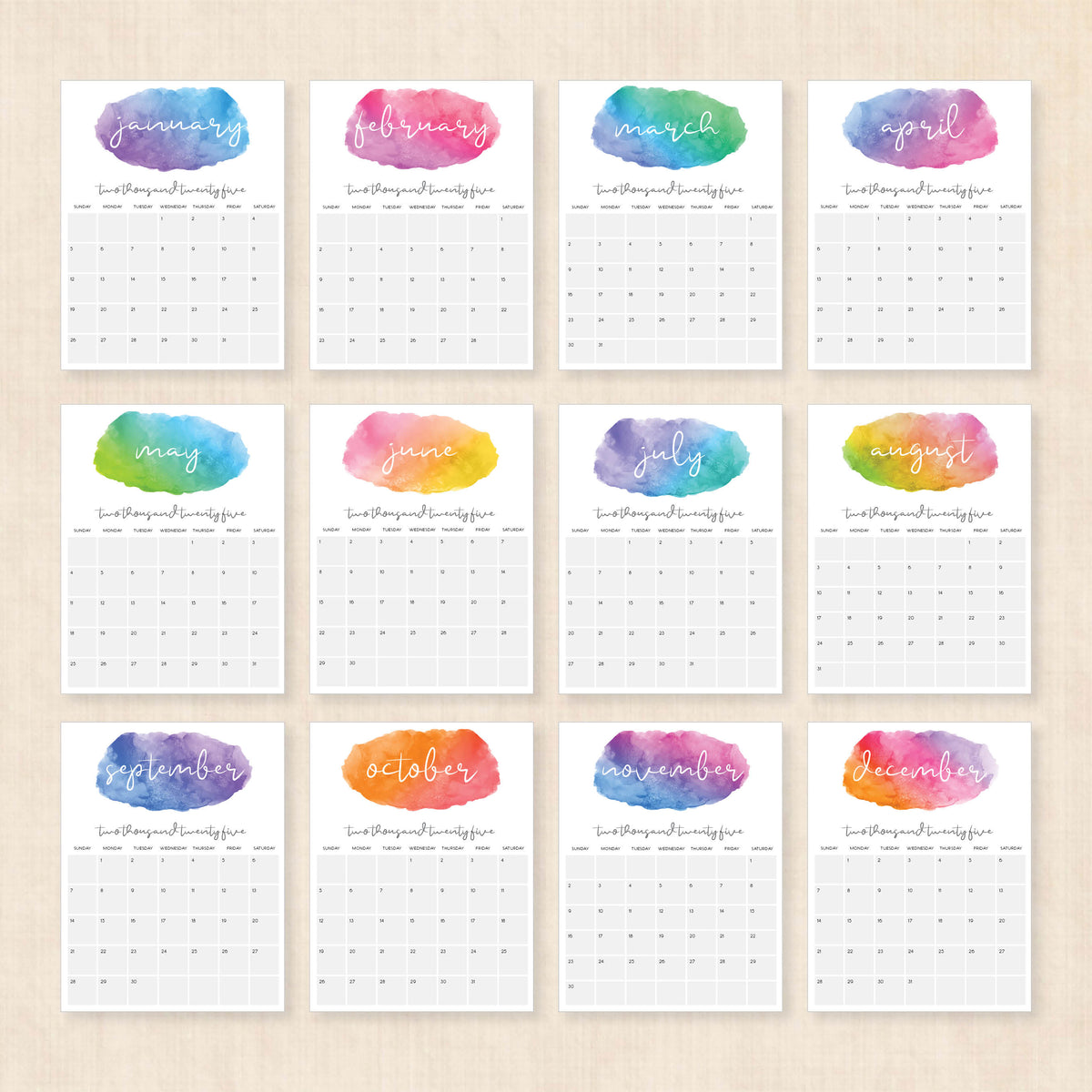 2025 Calendar · Tidy Plans
