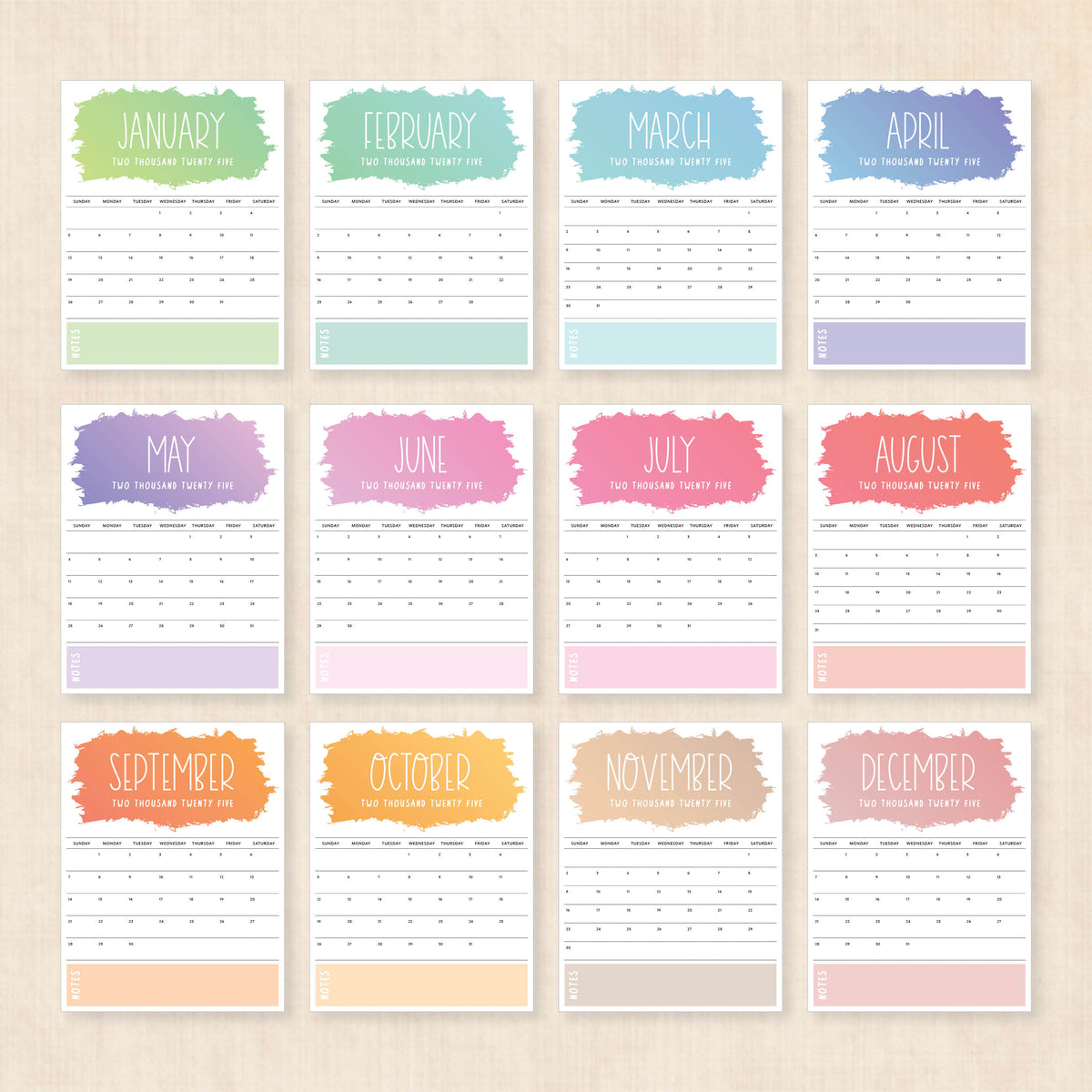 2025 Calendar · Tidy Plans