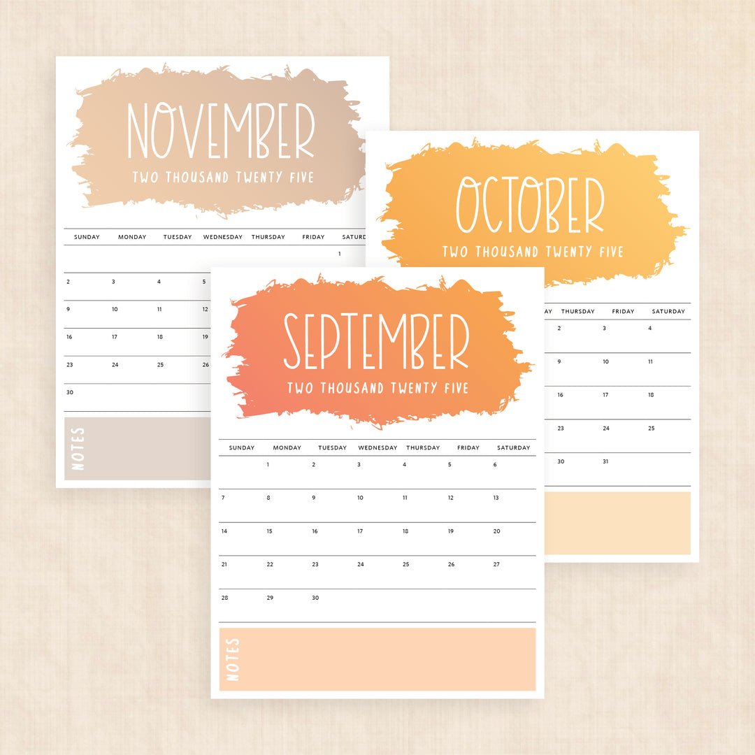 2025 Calendar · Tidy Plans