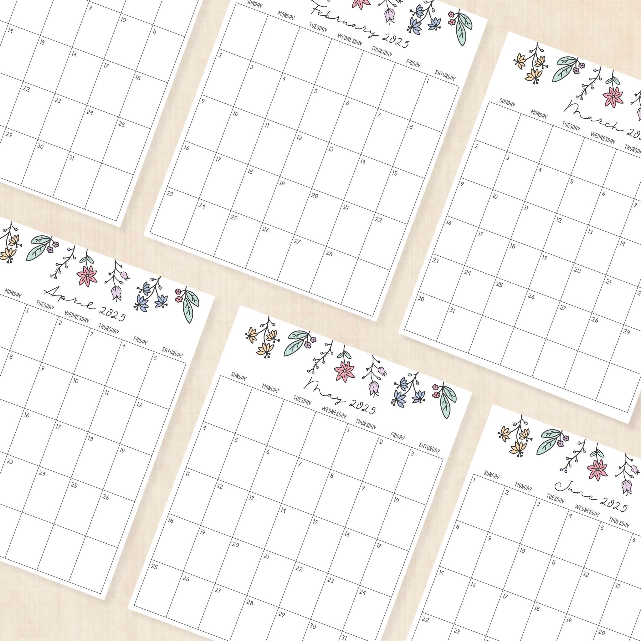 Printable 2025 Calendar · Wildflower Whimsy