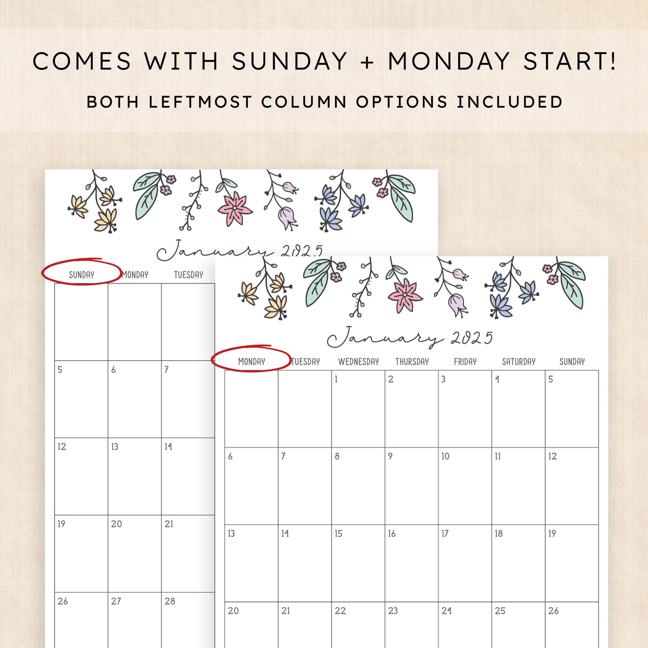 Printable 2025 Calendar · Wildflower Whimsy