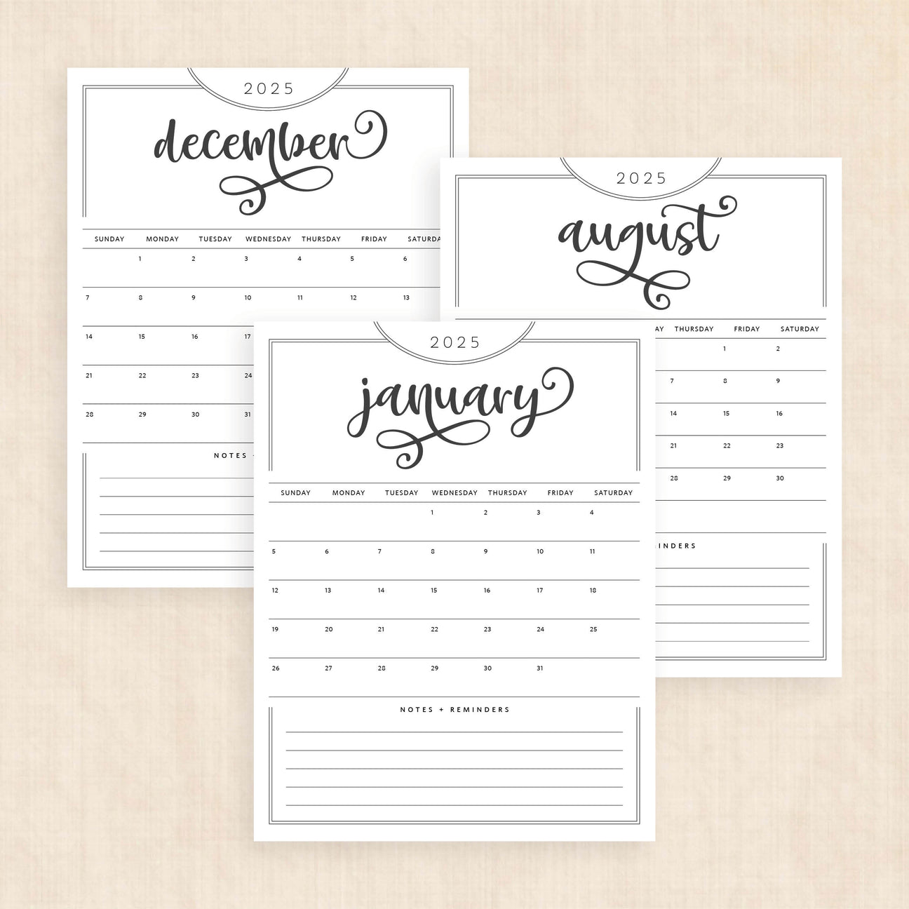 2025 Calendar · Tidy Plans