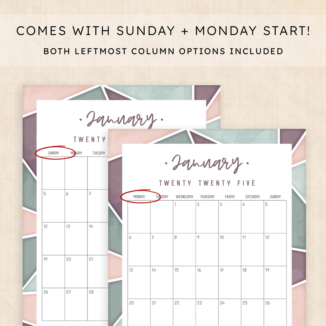 Printable 2025 Calendar · Majestic Mosaic