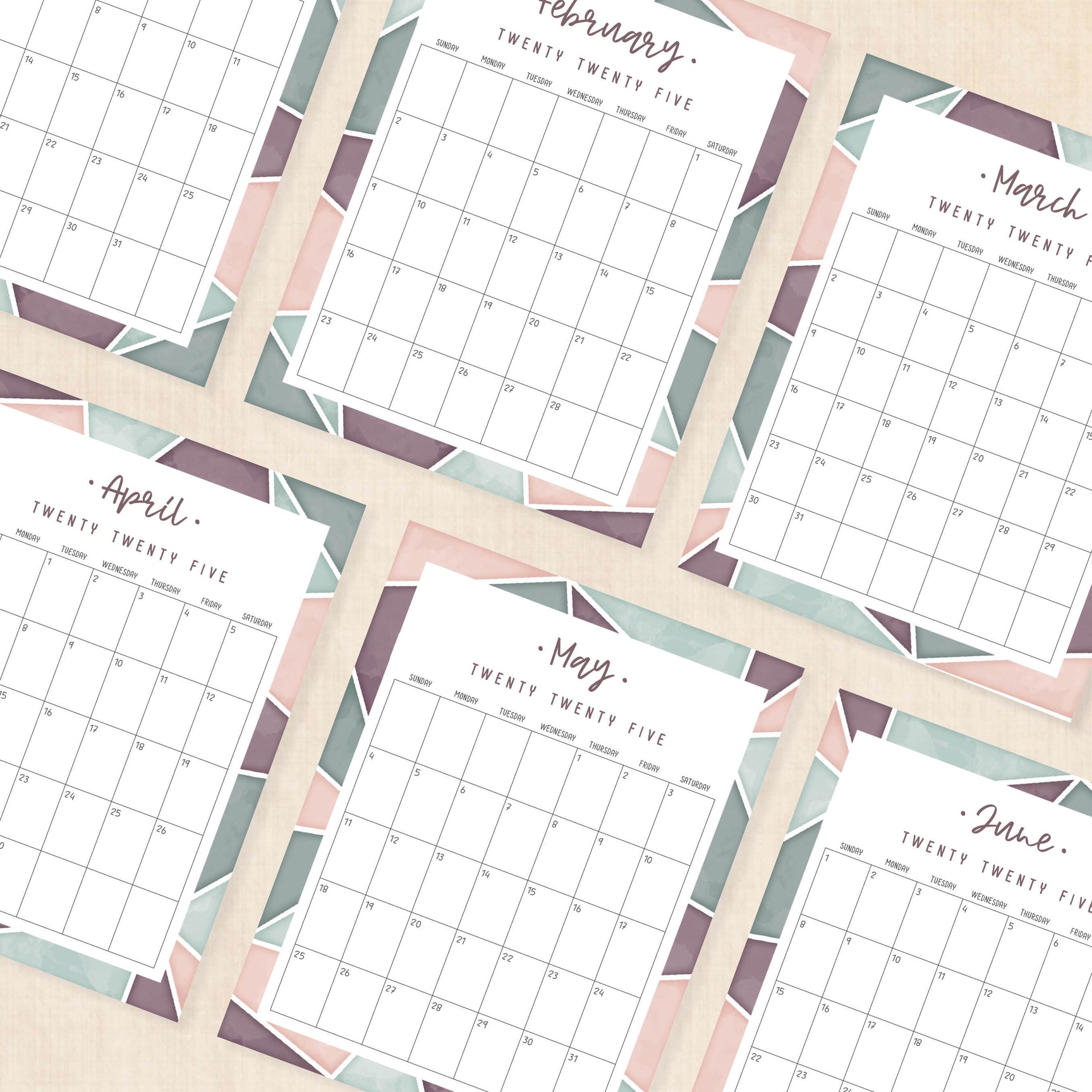 Printable 2025 Calendar · Majestic Mosaic