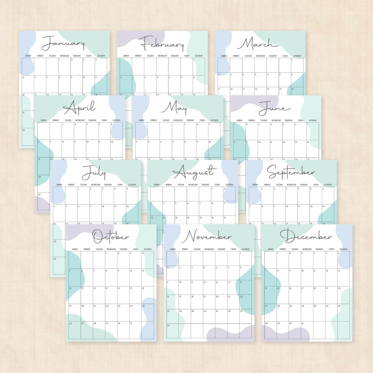 2025 Calendar · Tidy Plans