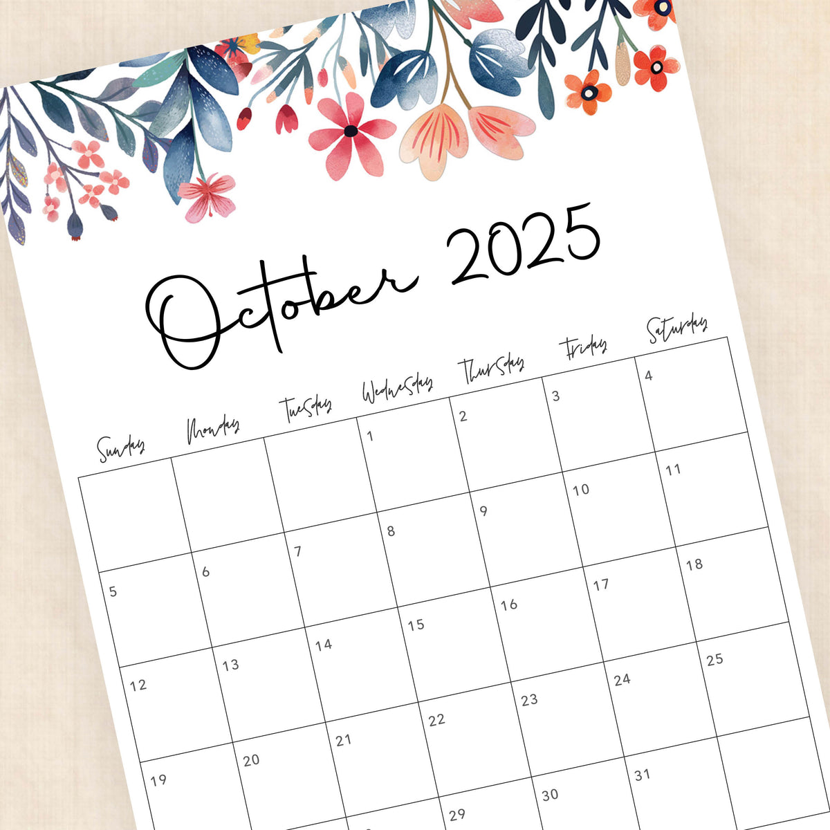 Printable 2025 Calendar · Floral Fantasy