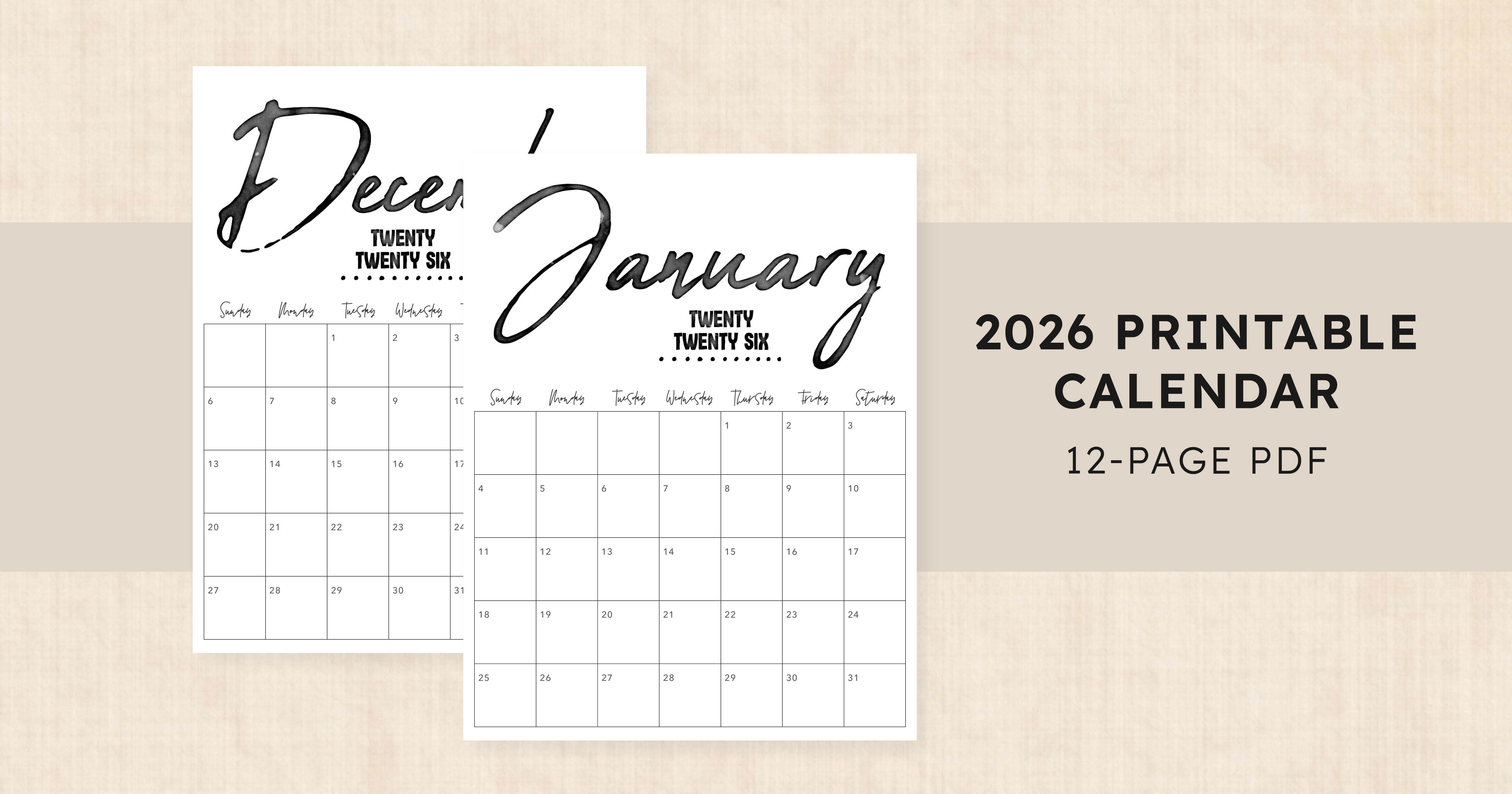 Printable 2026 Calendar · Zebra Zest