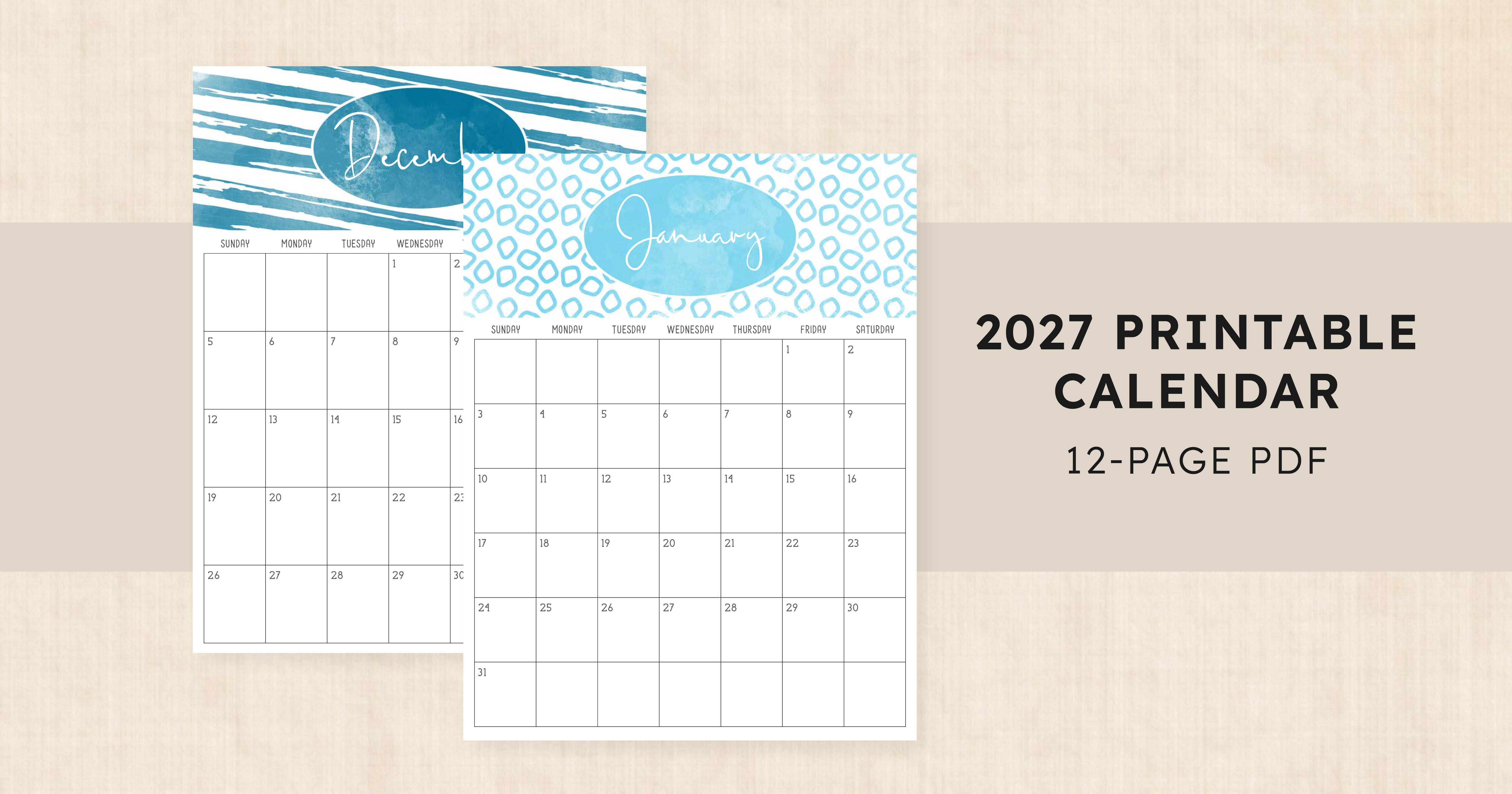 Printable 2027 Calendar · Pattern Parade