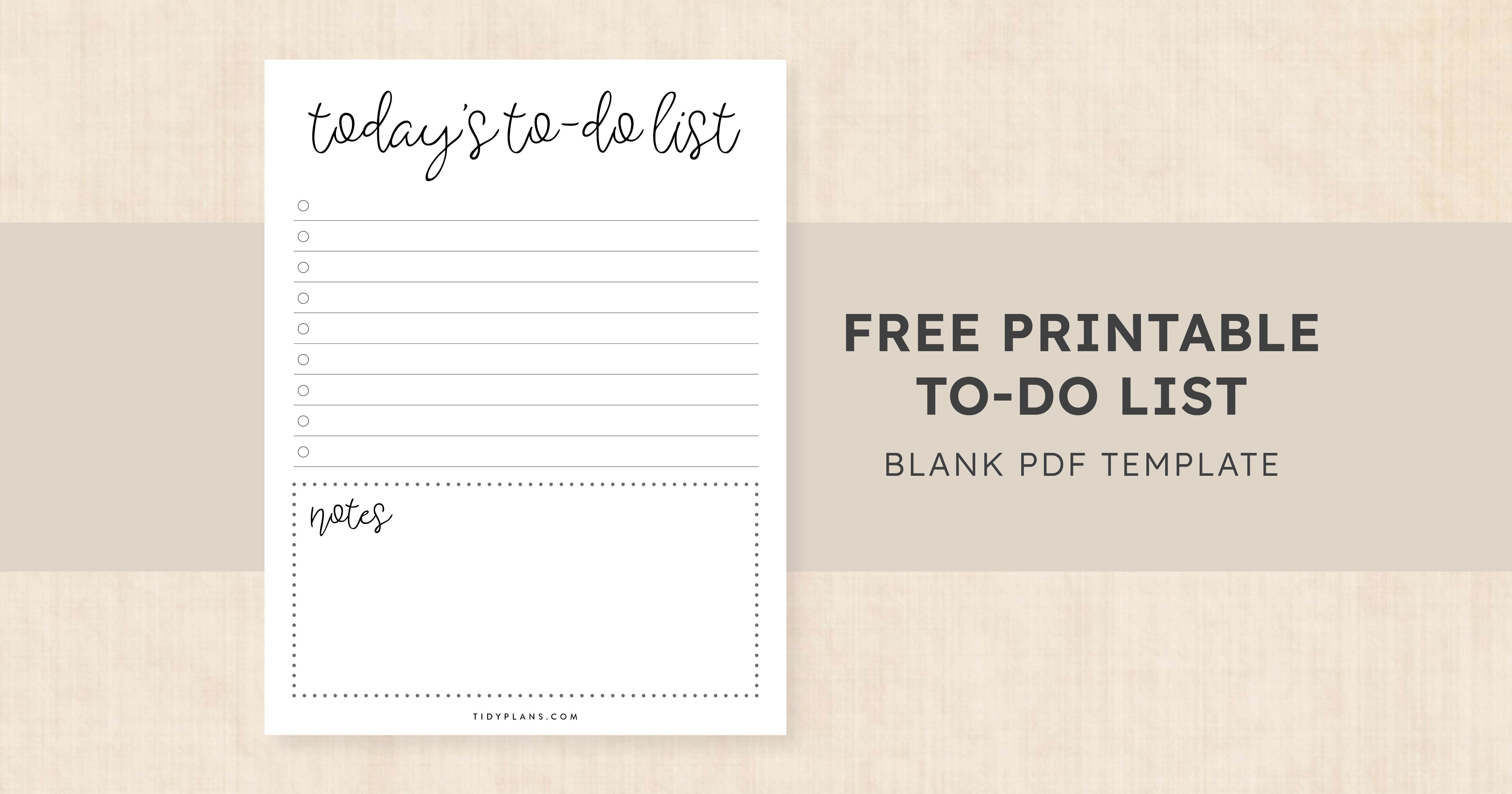 Printable To-Do List · Free PDF Template