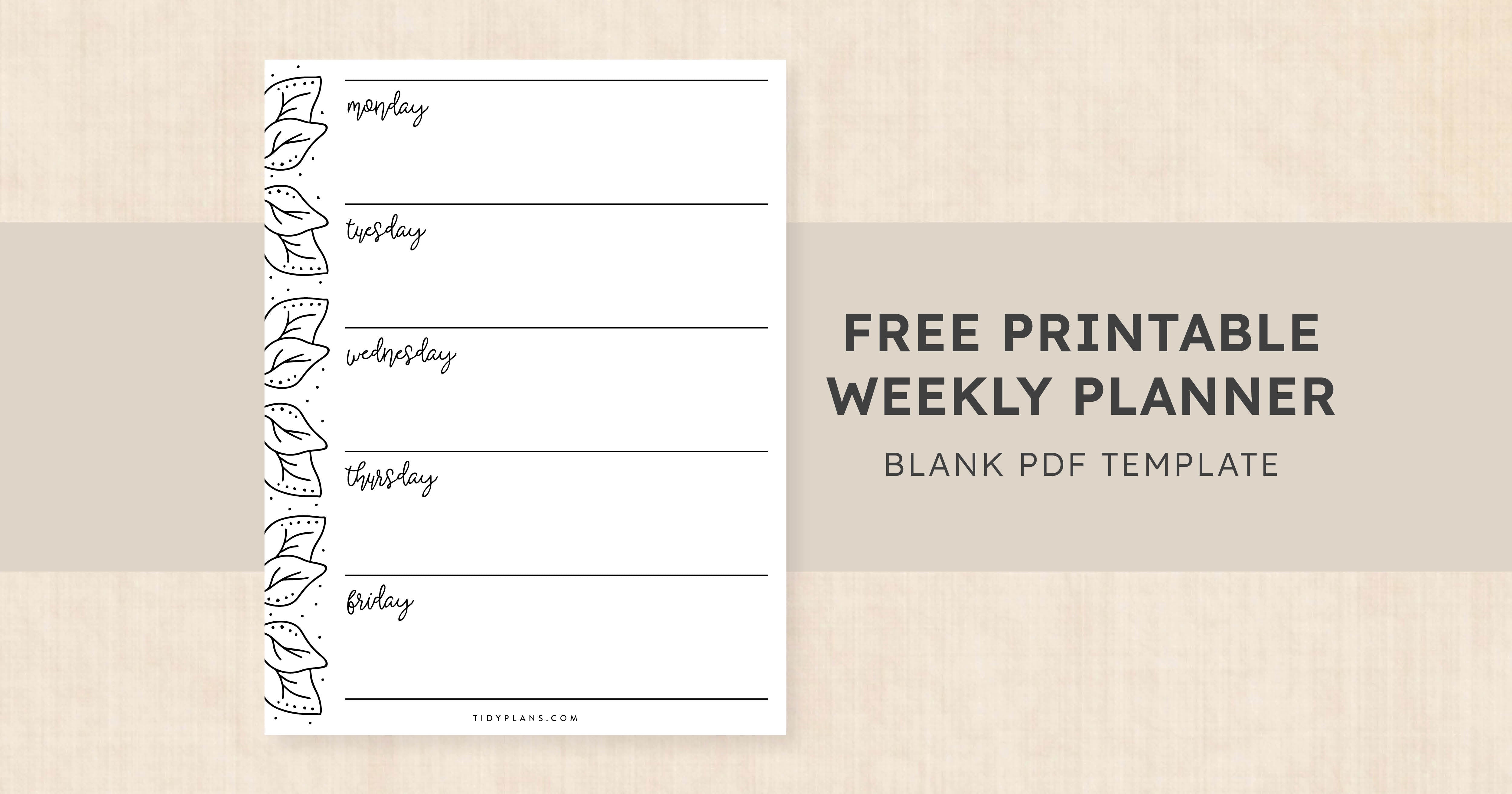Weekly Planner Printable · Free PDF Template