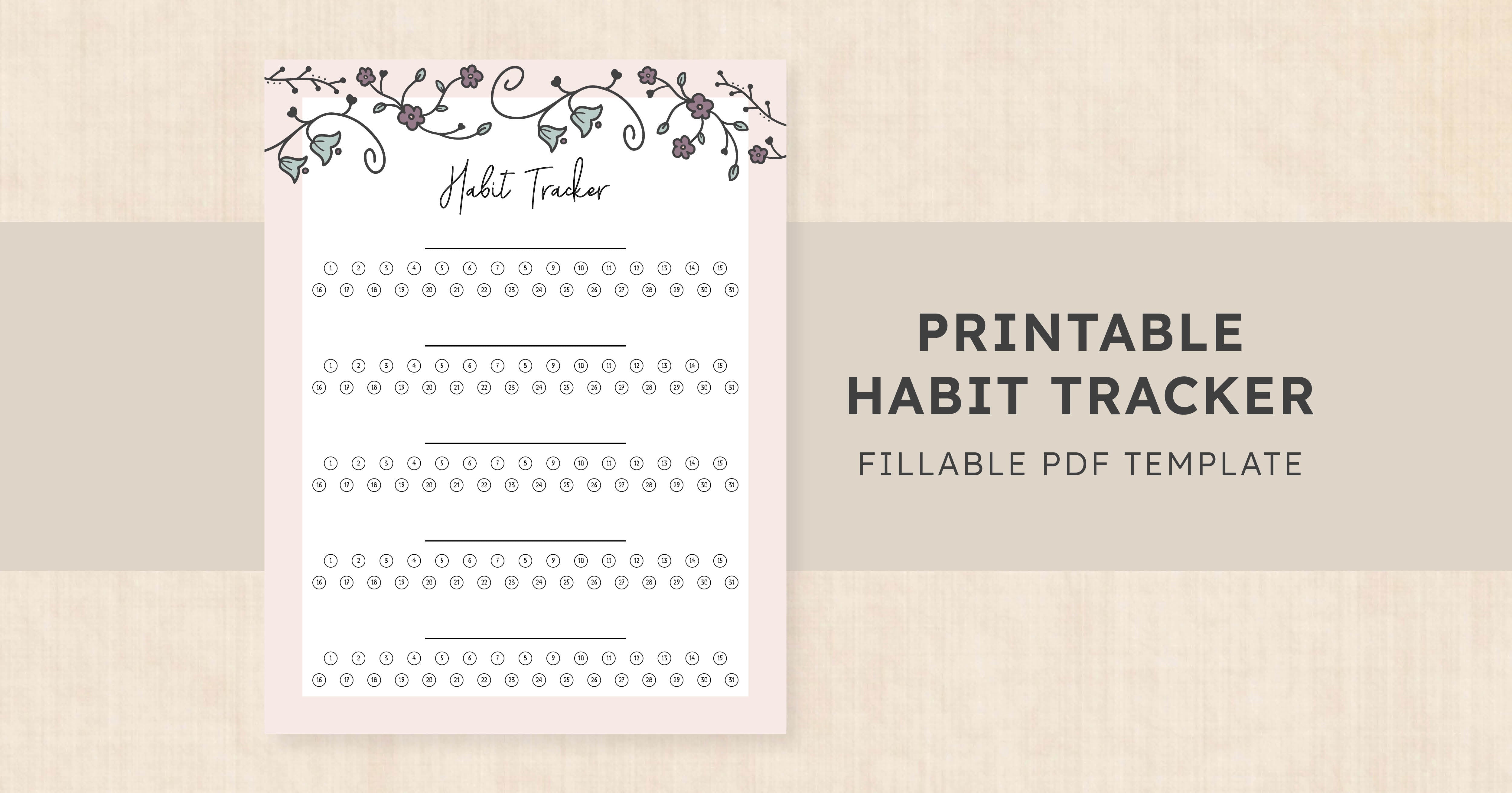 Habit Tracker Printable · Vintage Vines