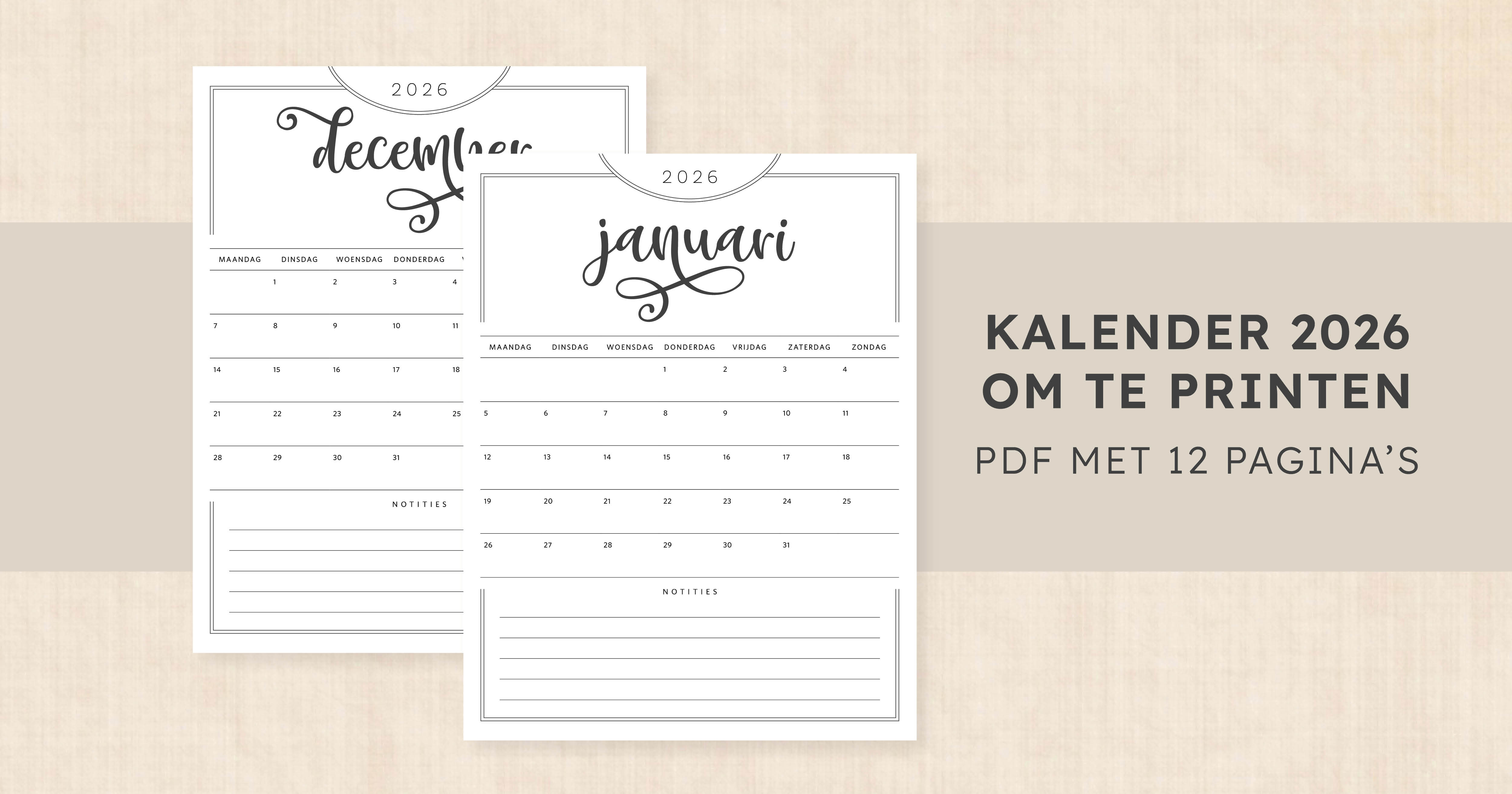 Kalender 2026 printen: Flawless Flourish