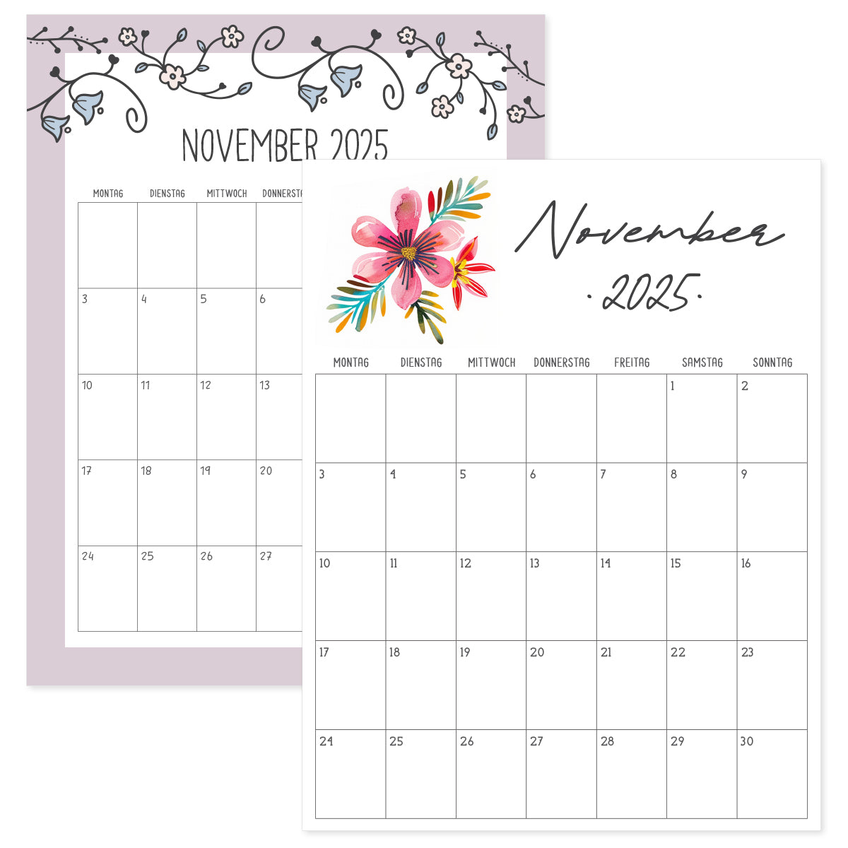 Kalender November 2025 zum Ausdrucken · PDF Vorlage