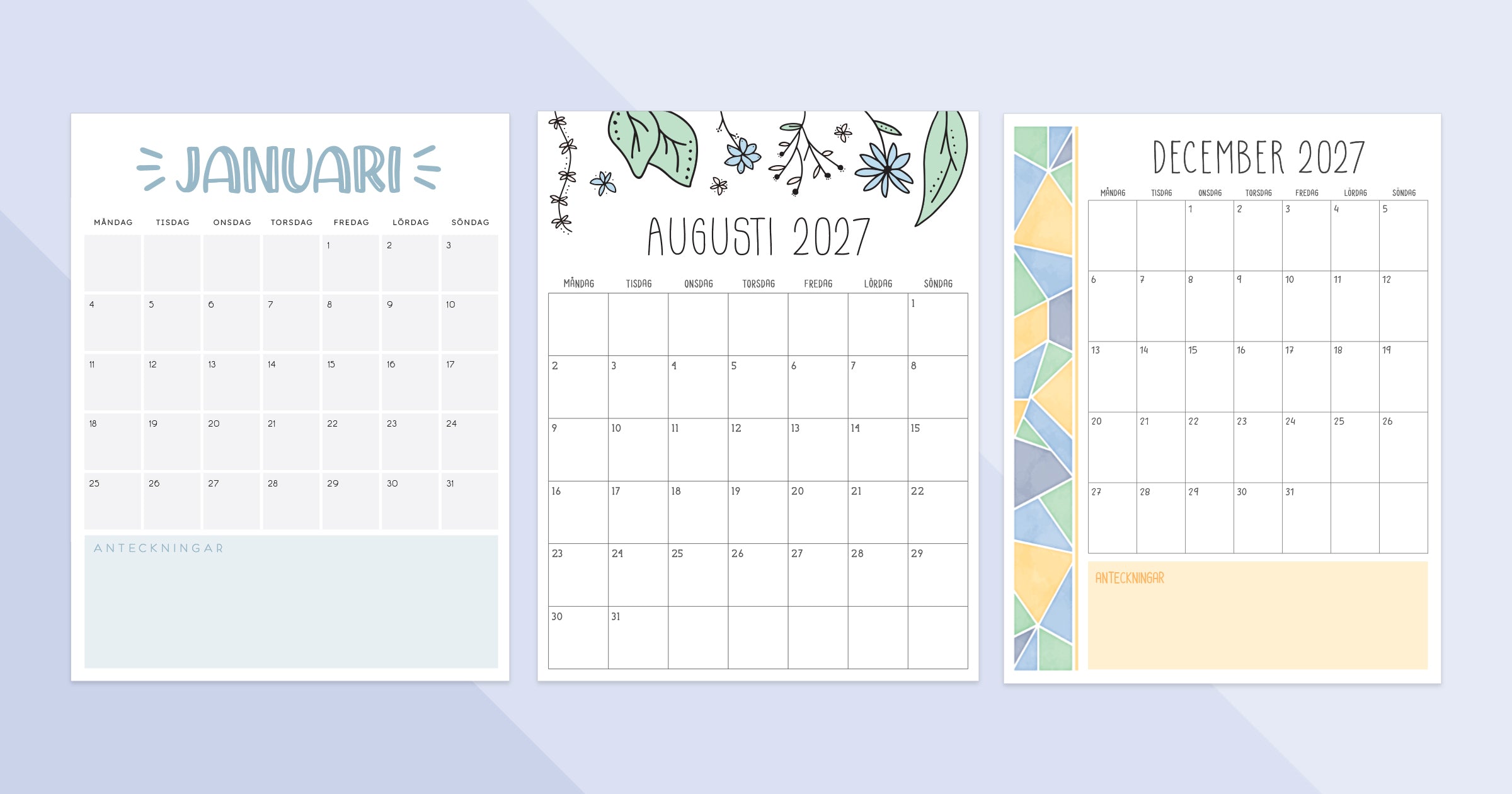 Kalender 2026 att skriva ut