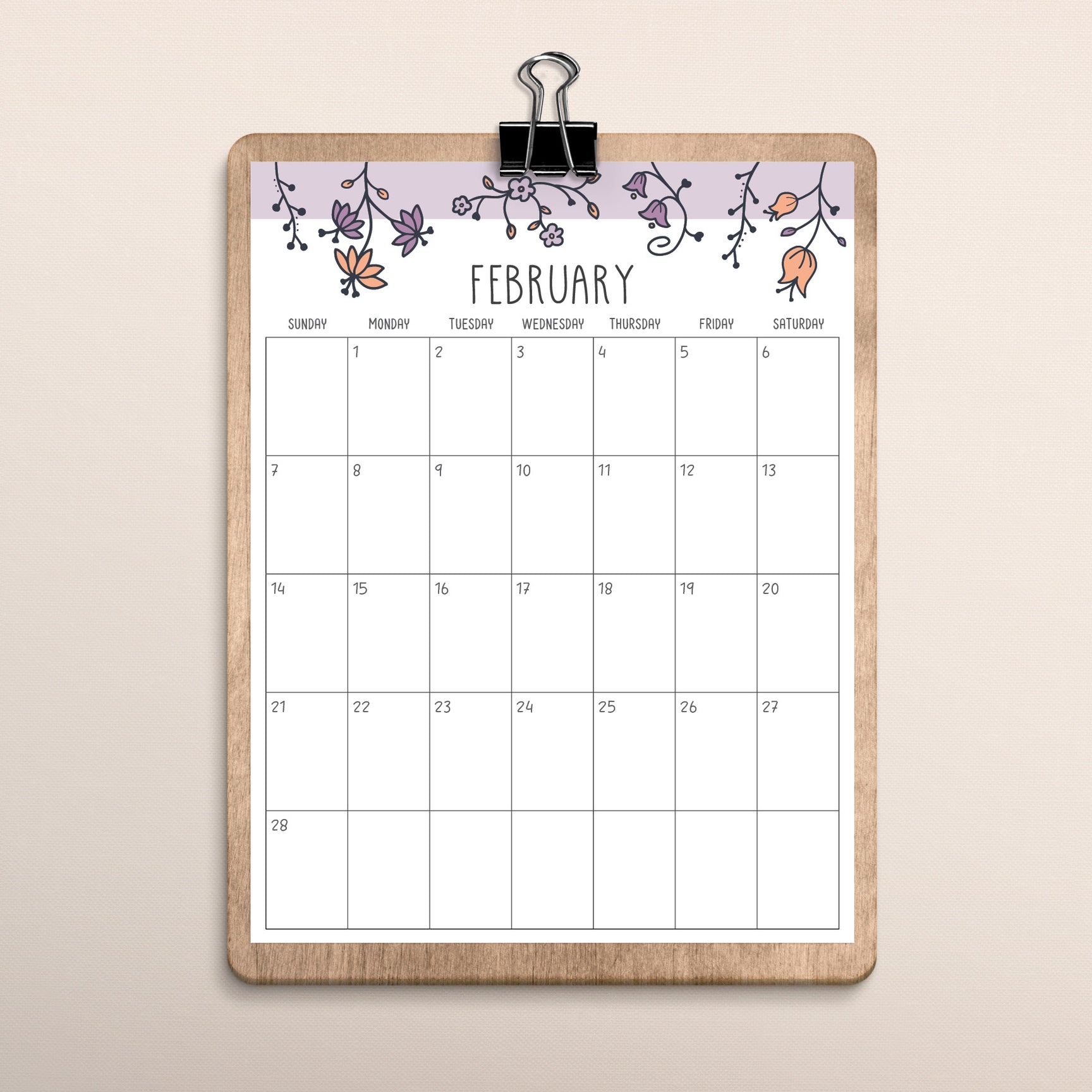 Printable Calendar · Tidy Plans
