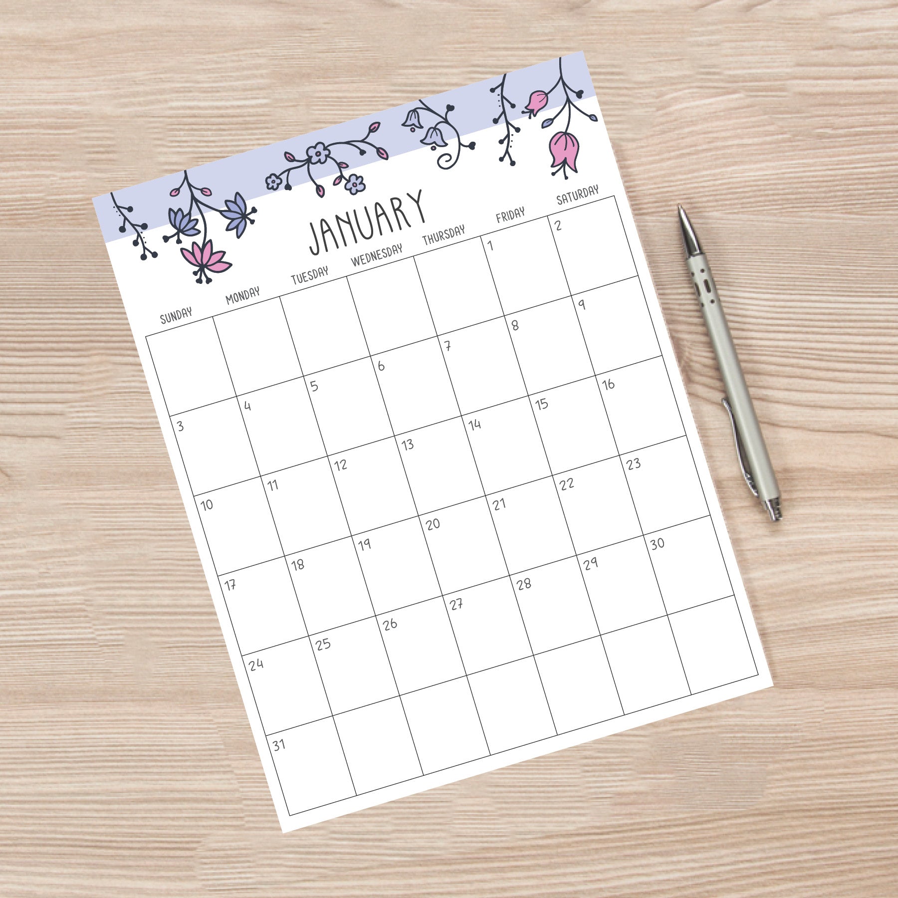Printable Calendar · Tidy Plans