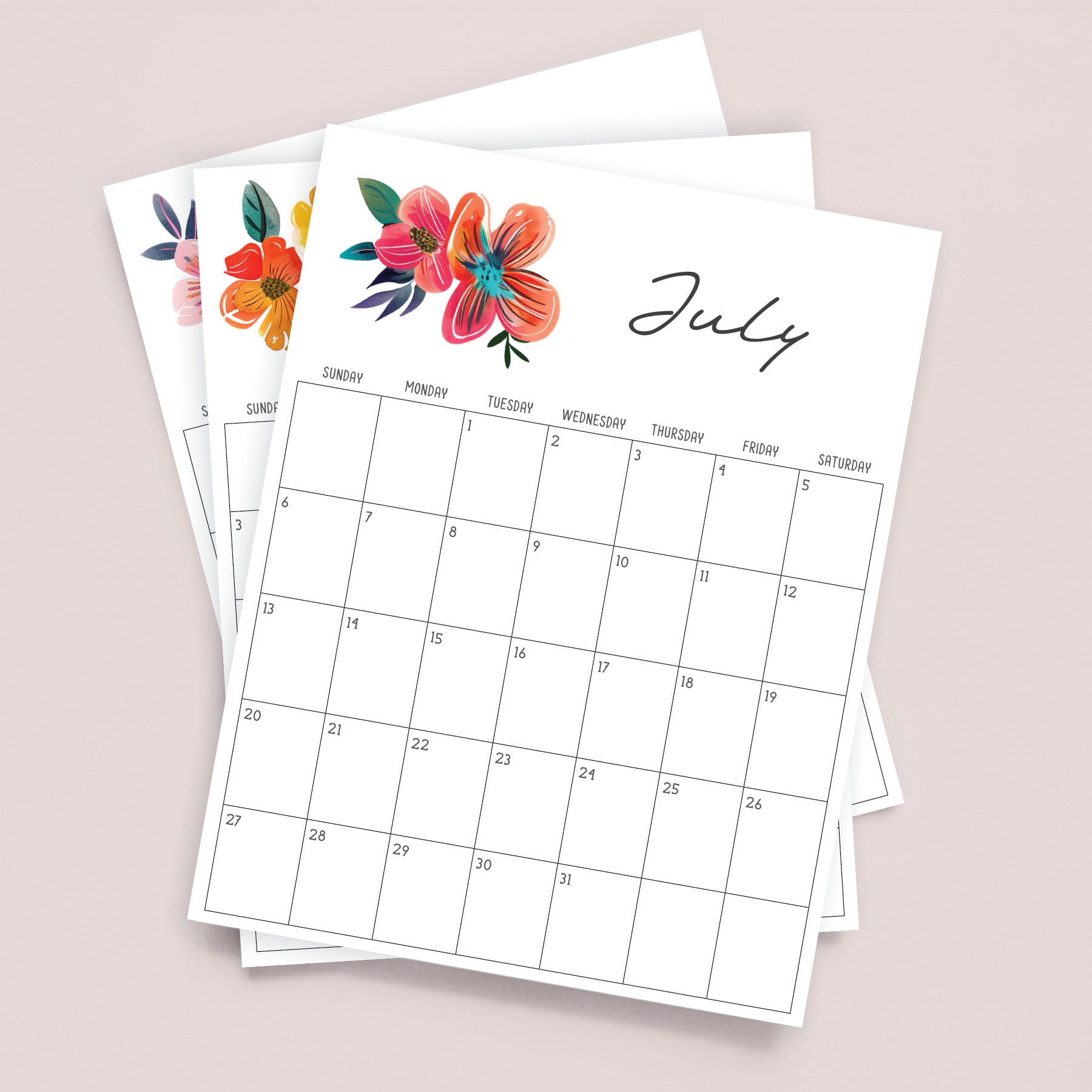 Printable Calendar · Tidy Plans