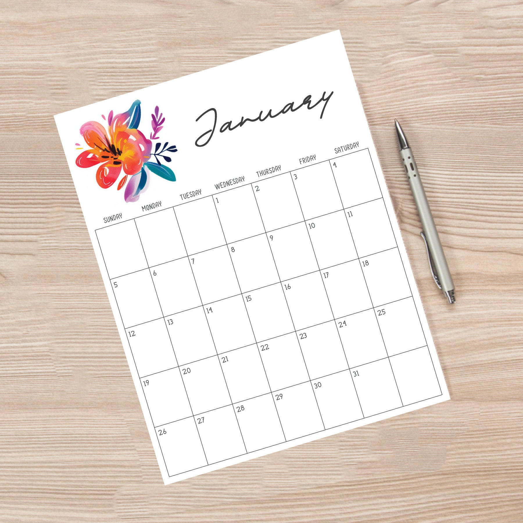 Printable Calendar · Tidy Plans