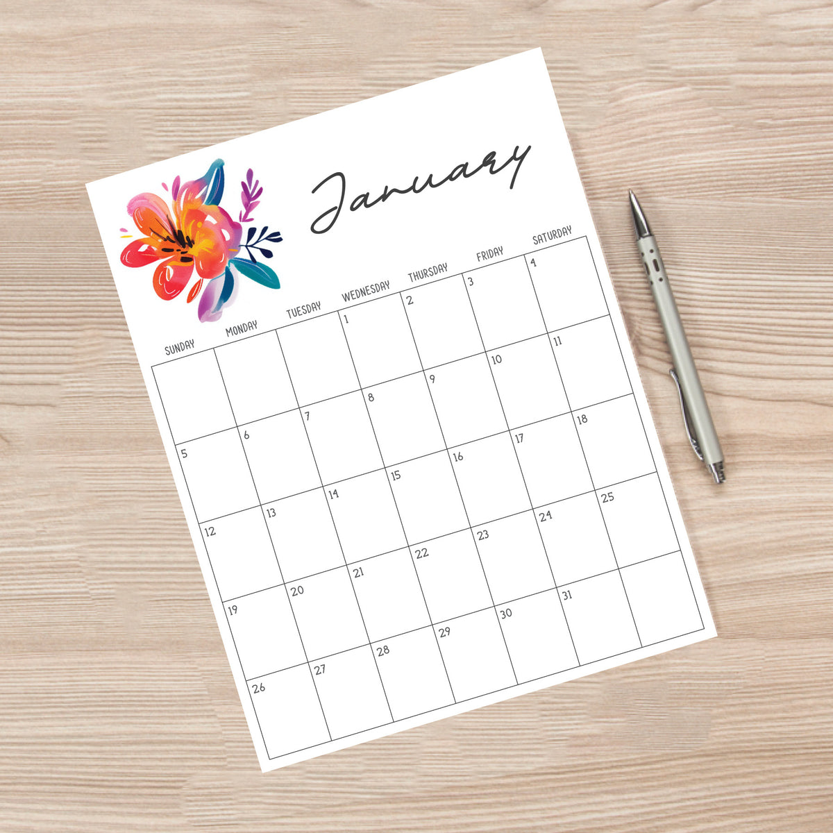Printable Calendar · Tidy Plans