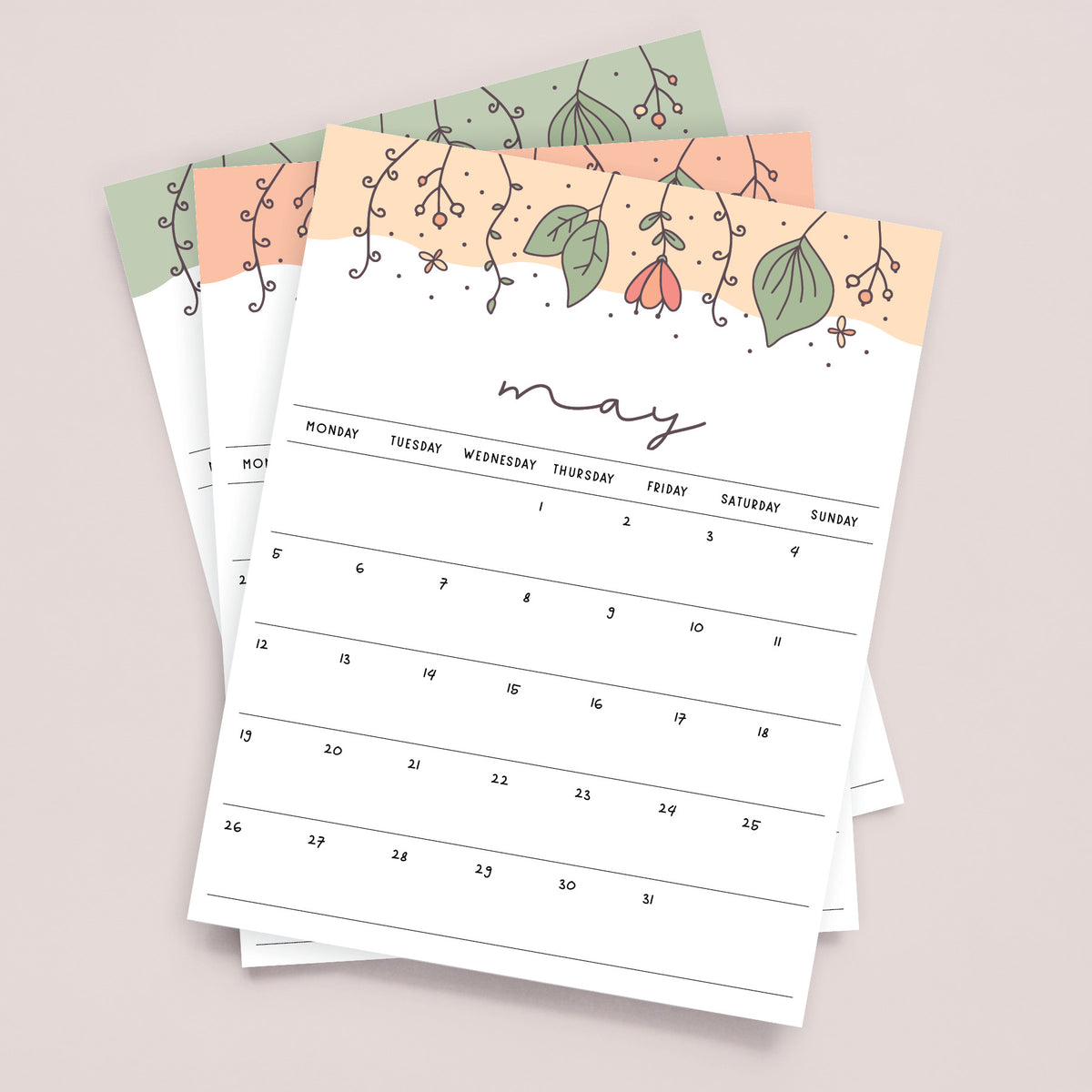 Printable Calendar · Tidy Plans