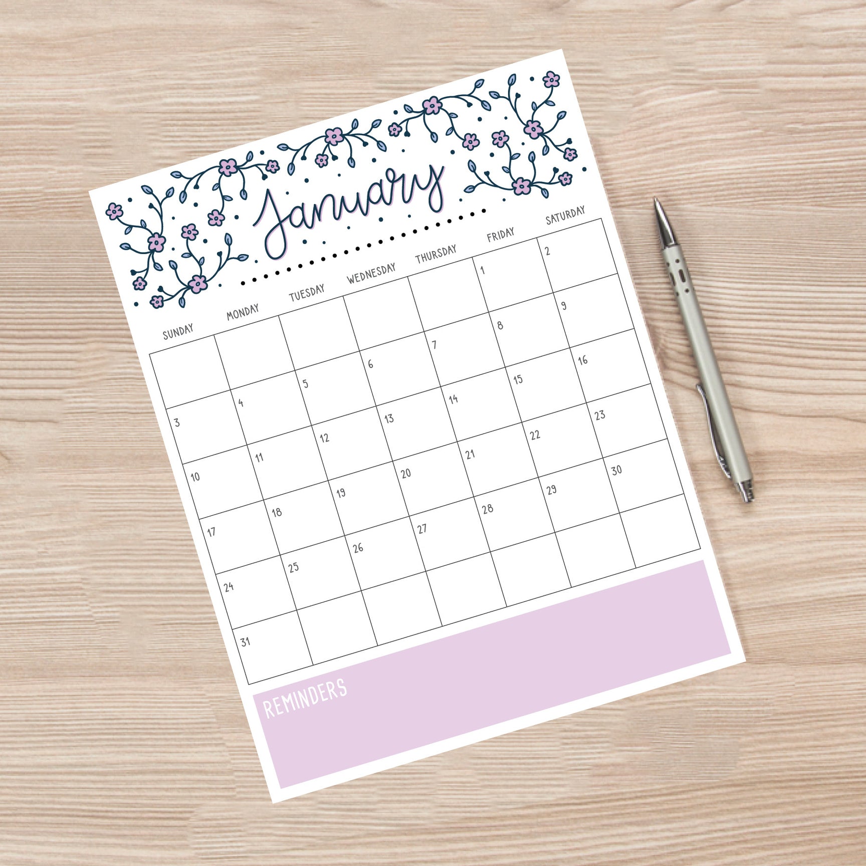 Printable Calendar · Tidy Plans