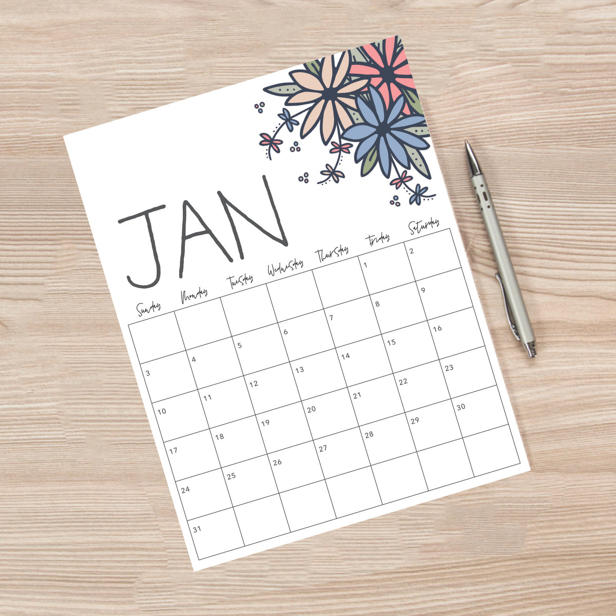Printable Calendar · Tidy Plans