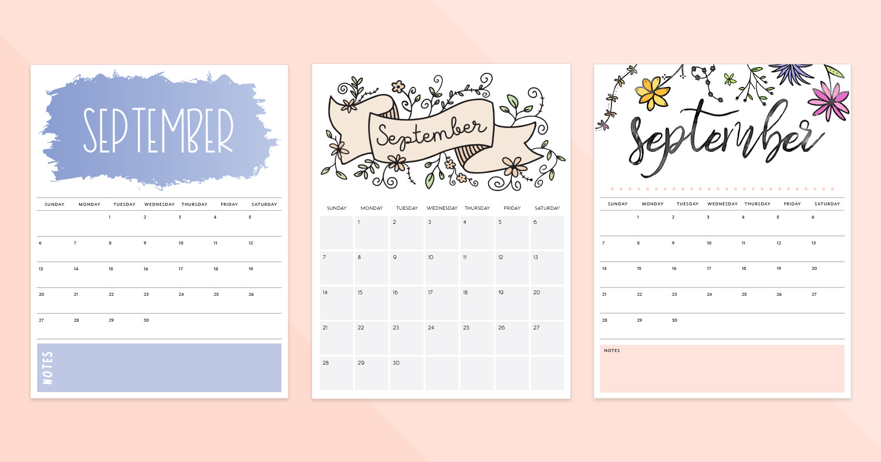 September Calendar · Printable PDF Template