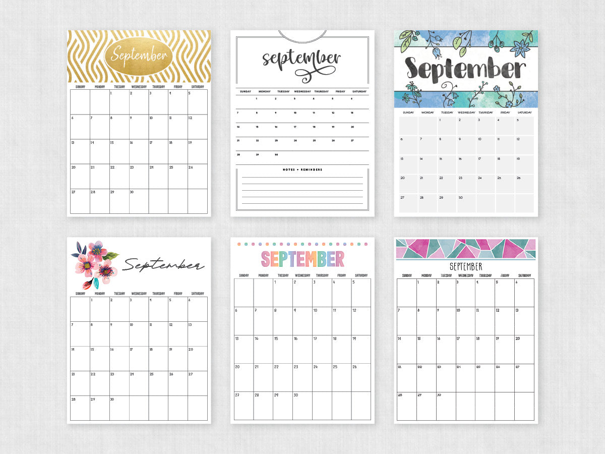 September Calendar · Printable PDF Template