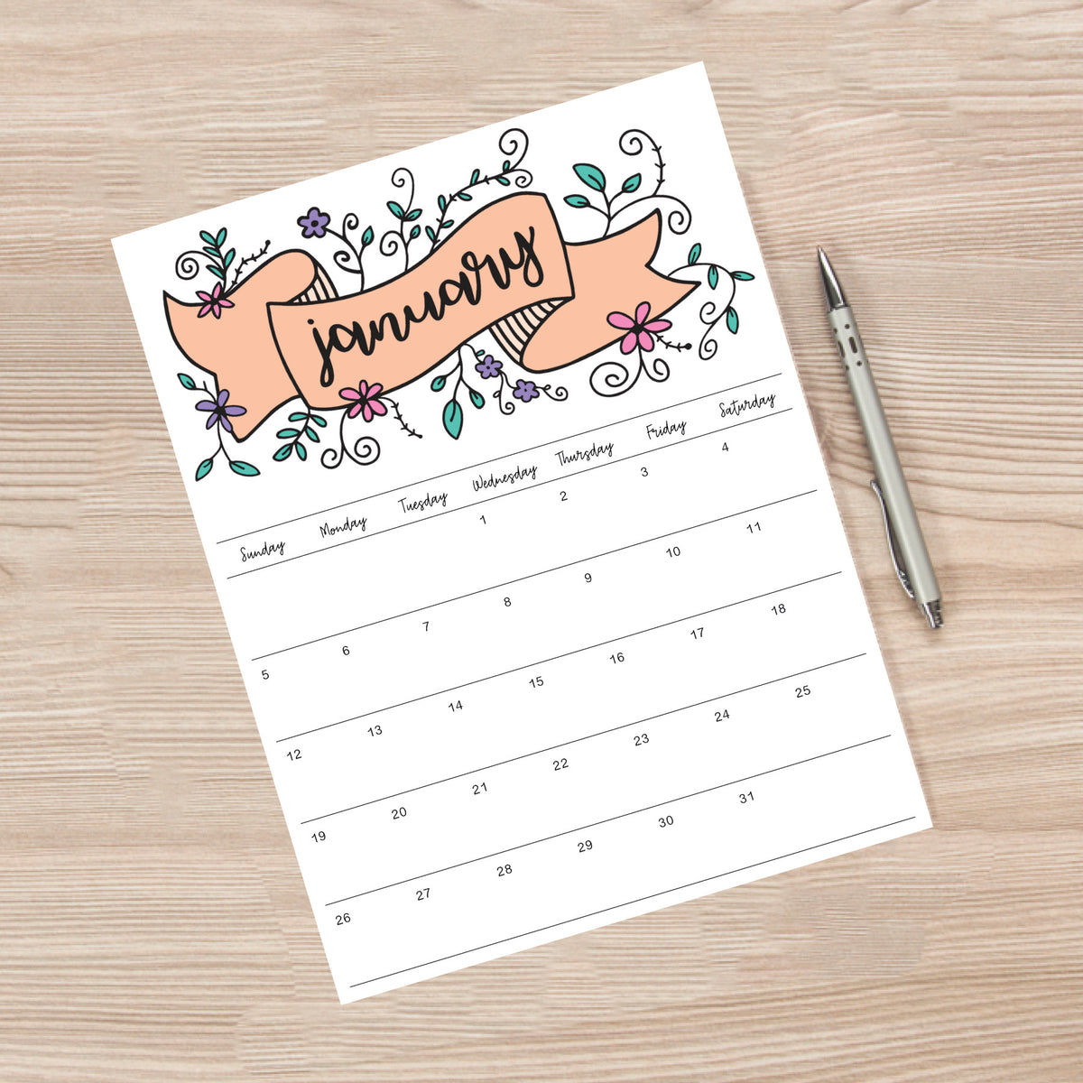 Printable Calendar · Tidy Plans